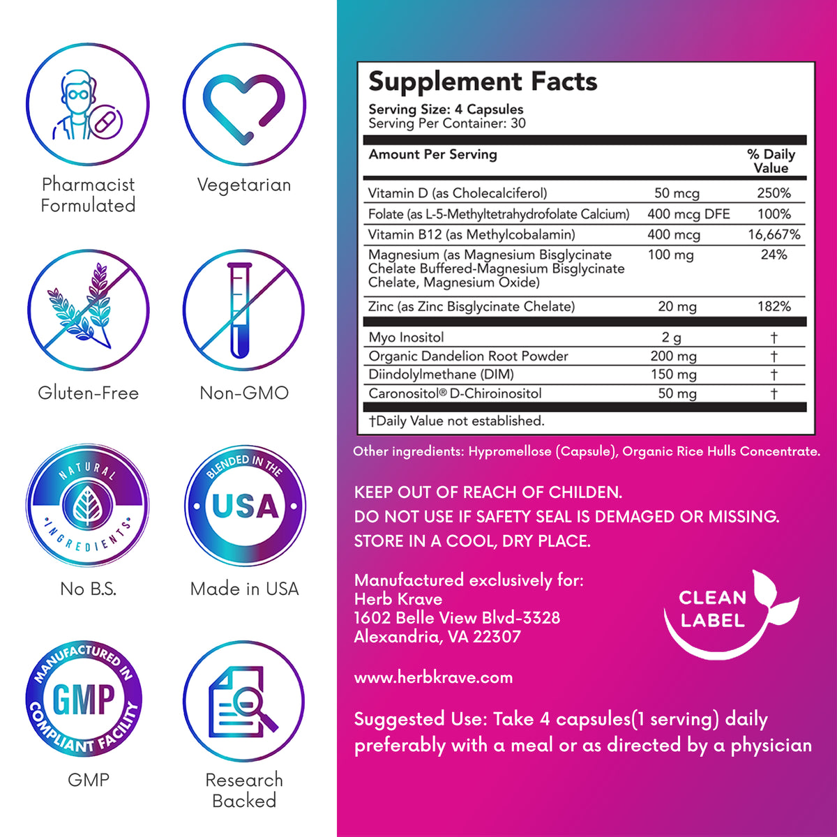 Cyster Glow – Myo Inositol & D-Chiro Inositol PCOS Supplement – HerbKrave