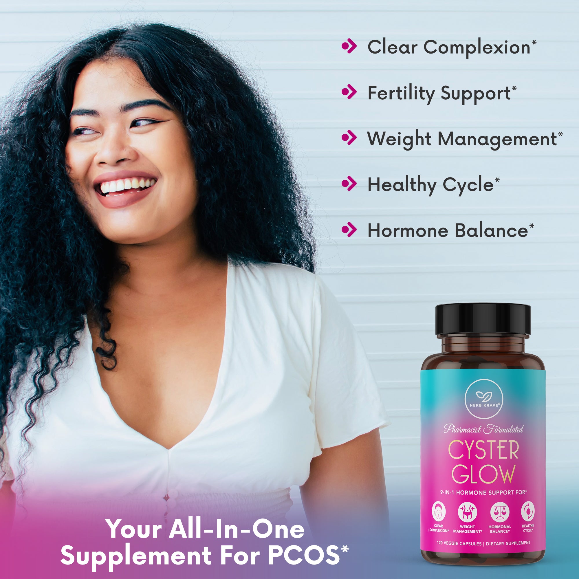 Cyster Glow – Myo Inositol & D-Chiro Inositol PCOS Supplement – HerbKrave