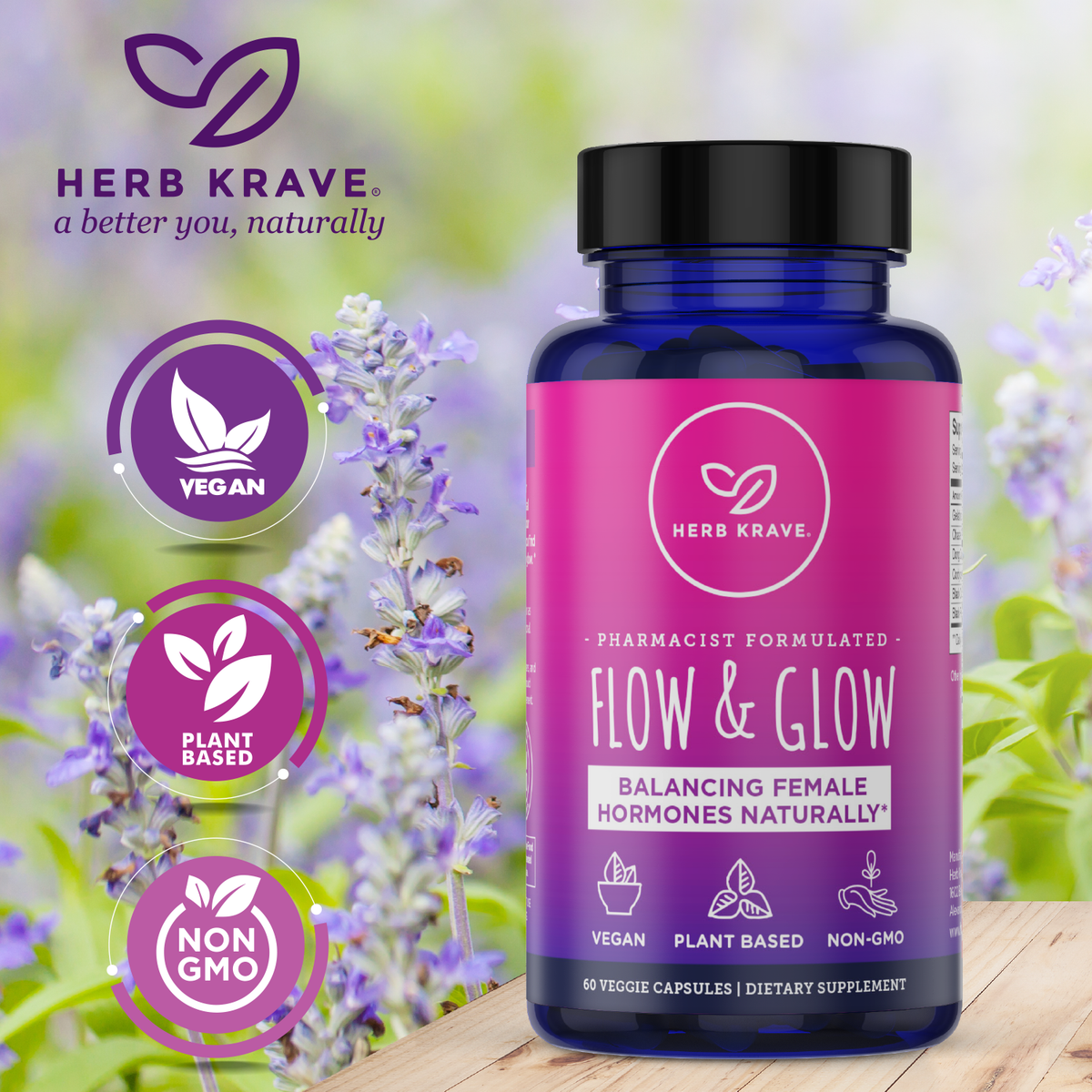 Flow & Glow – Natural PMS Supplement for Hormone Balance – HerbKrave